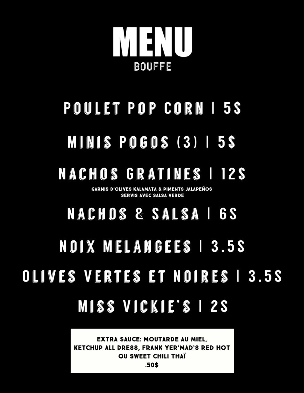 Menu – Yer'Mad bar boutique